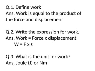 WORK and ENERGY Power point presentation | PPTX