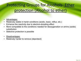 Protecting groups and their deprotection | PPTX