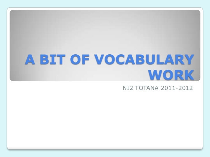 Work - a bit of vocabulary