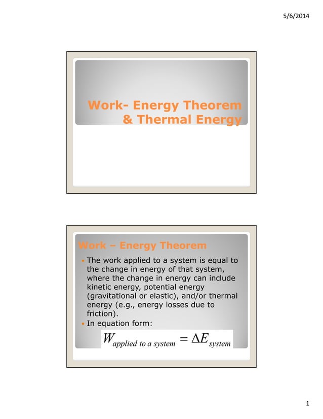 Work energy theorem ppt | PDF | Physics | Science