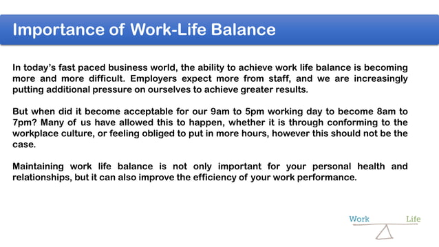 Work life balance issues | PPT