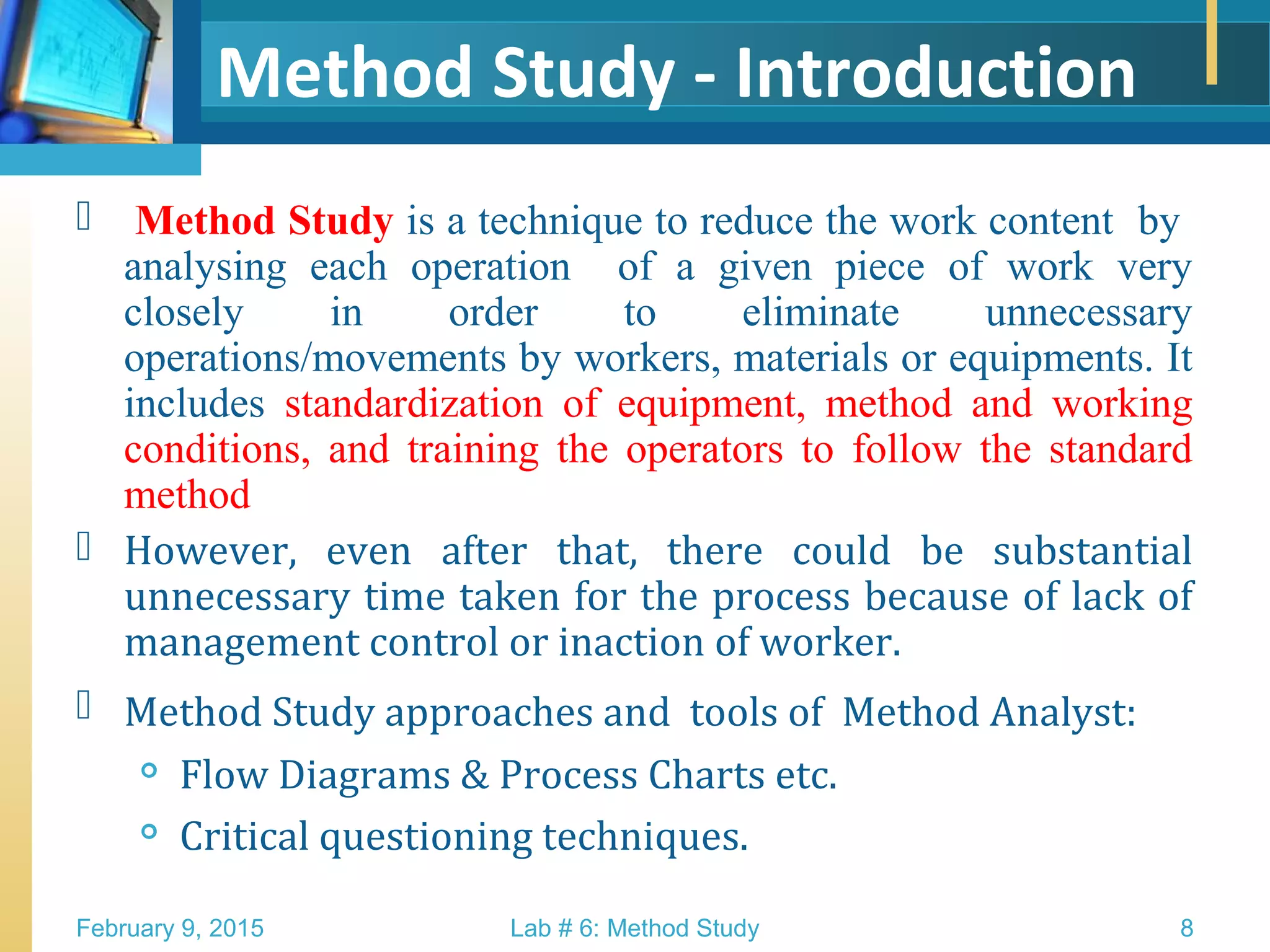 Work Study- Methods Study | PPT