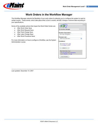 Work Order Level 1 | PDF