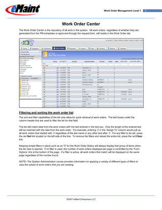 Work Order Level 1 | PDF