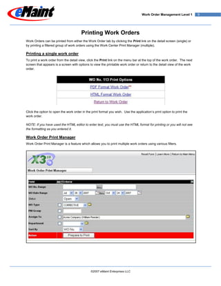 Work Order Level 1 | PDF