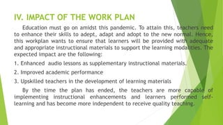 Powerpoint Presentation on the different parts of a workplan | PPT