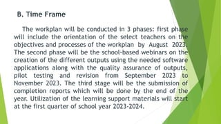 Powerpoint Presentation on the different parts of a workplan | PPT