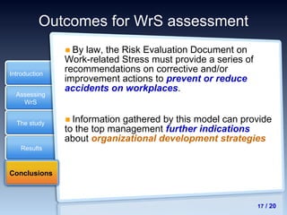 Work-related Stress assessment : an organizational approach | PPT