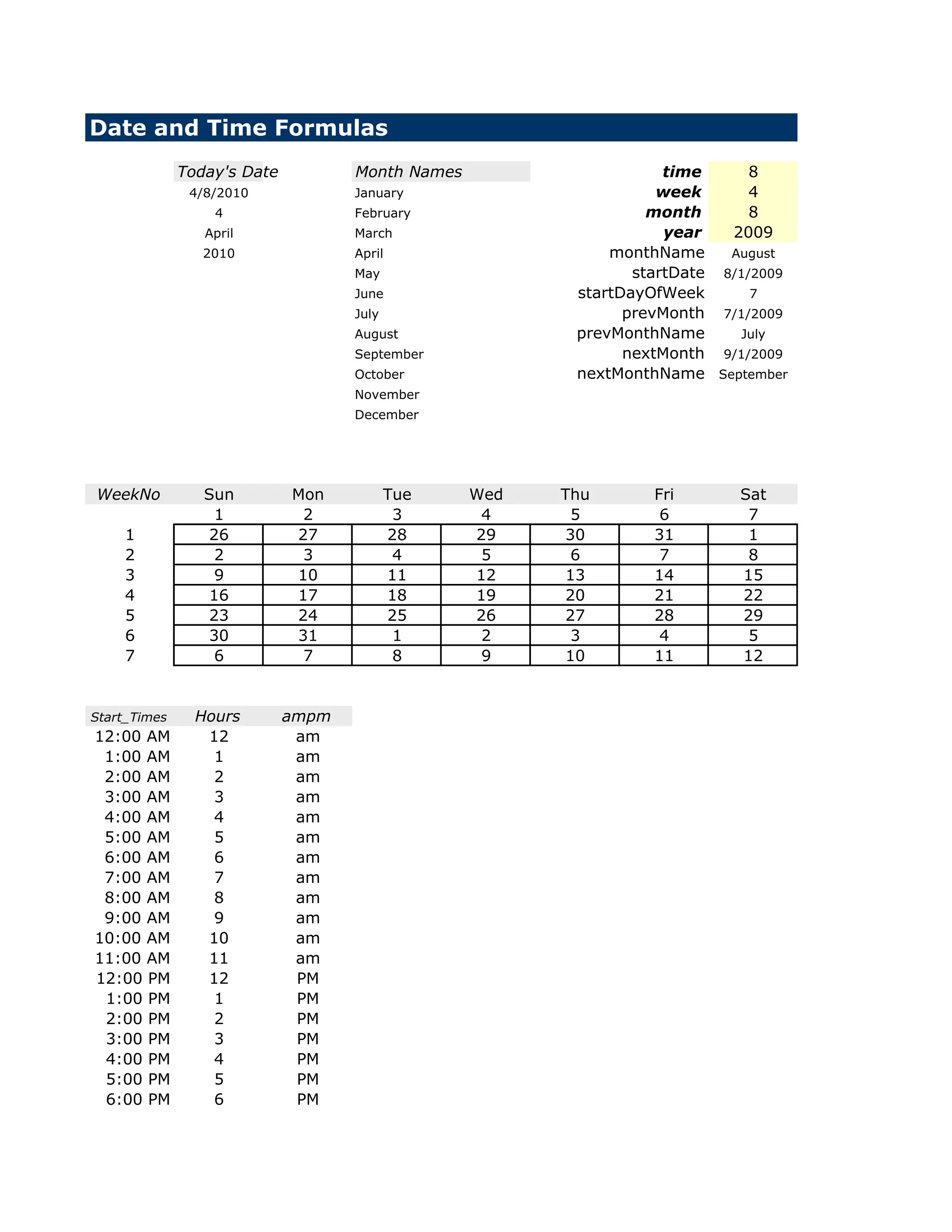 Work Schedule | XLSX