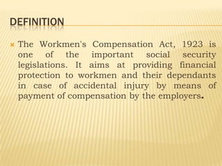 workmen compensation act 1923 | PPTX