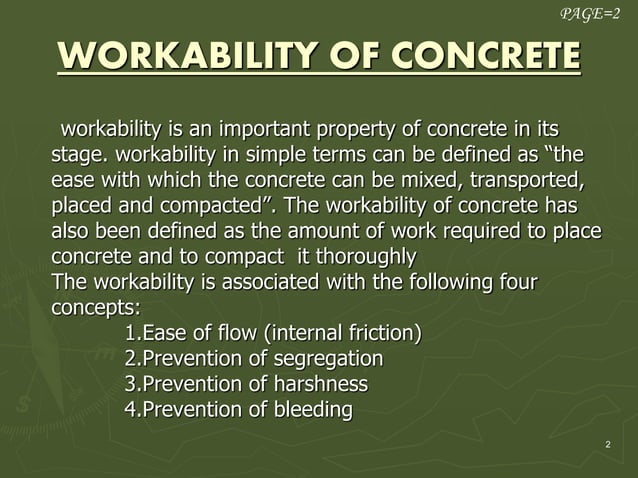 Workability of Concrete.ppt | Civil Engineering Industry | Industries