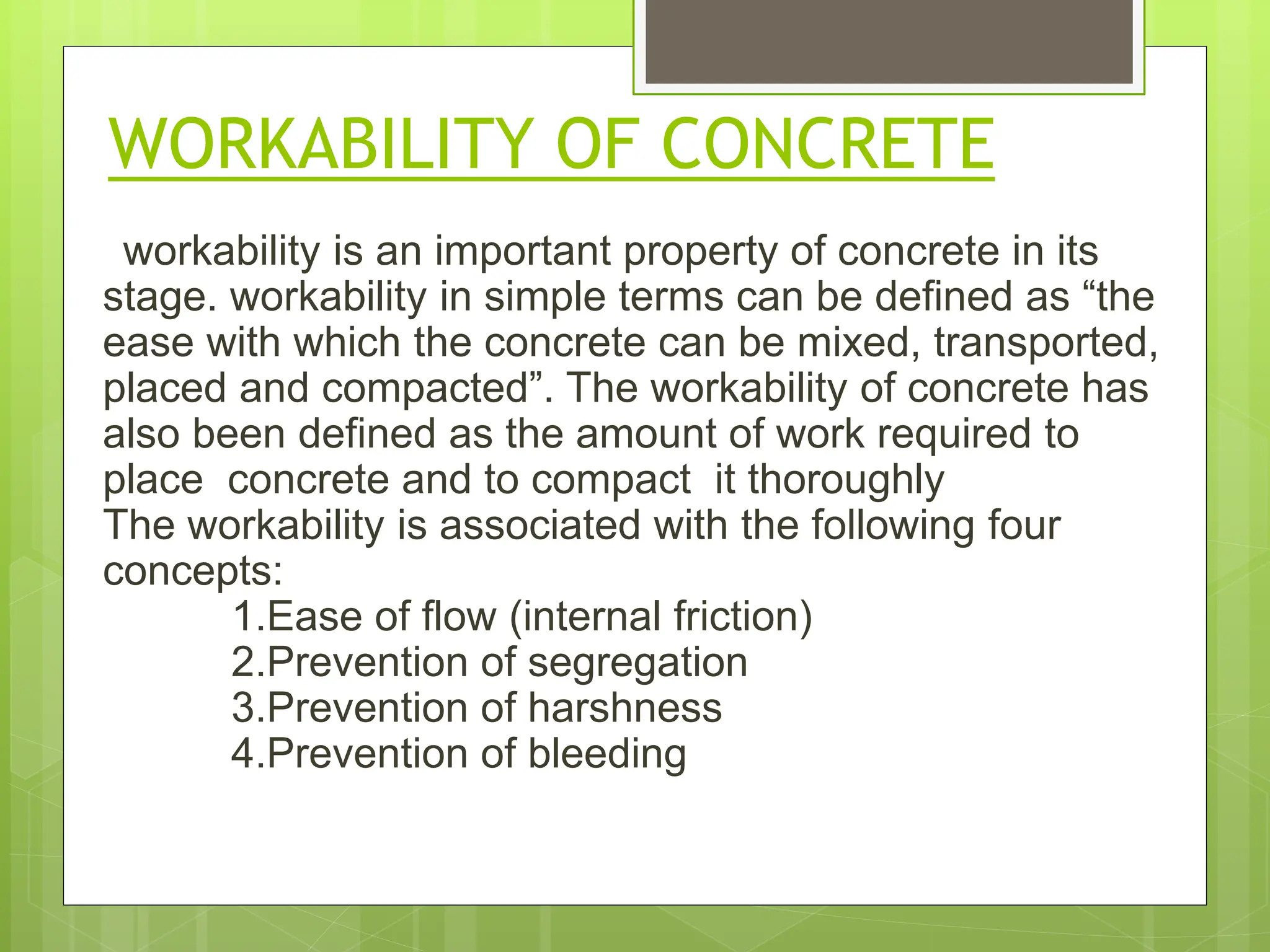 Workability of Concrete civil engineering.pptx