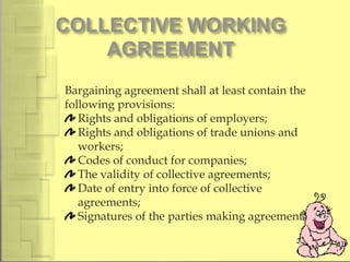 Work agreement, collective working agreement and labor. | PPTX