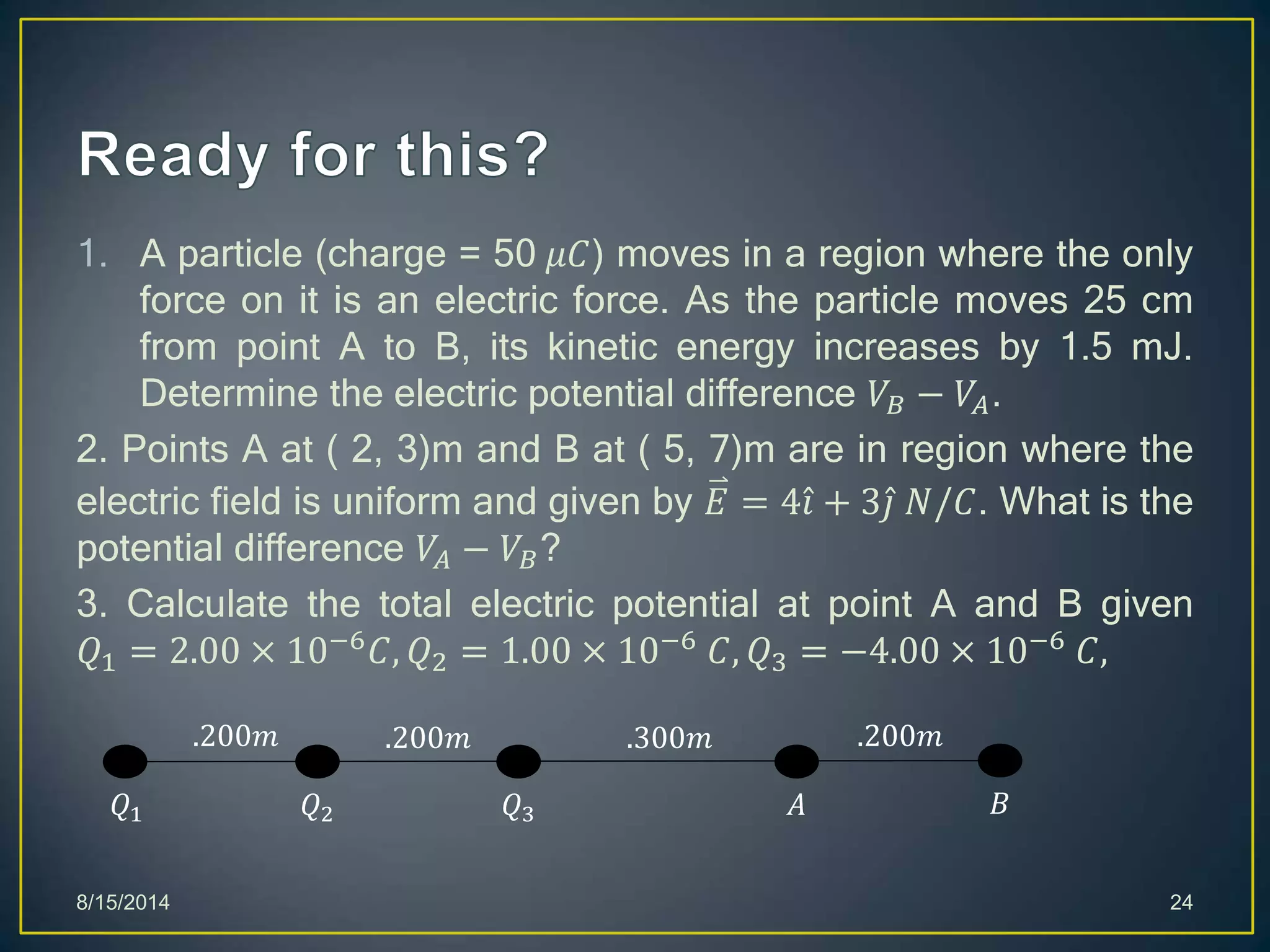 Work and electric potential lecture # physics 2 | PPTX
