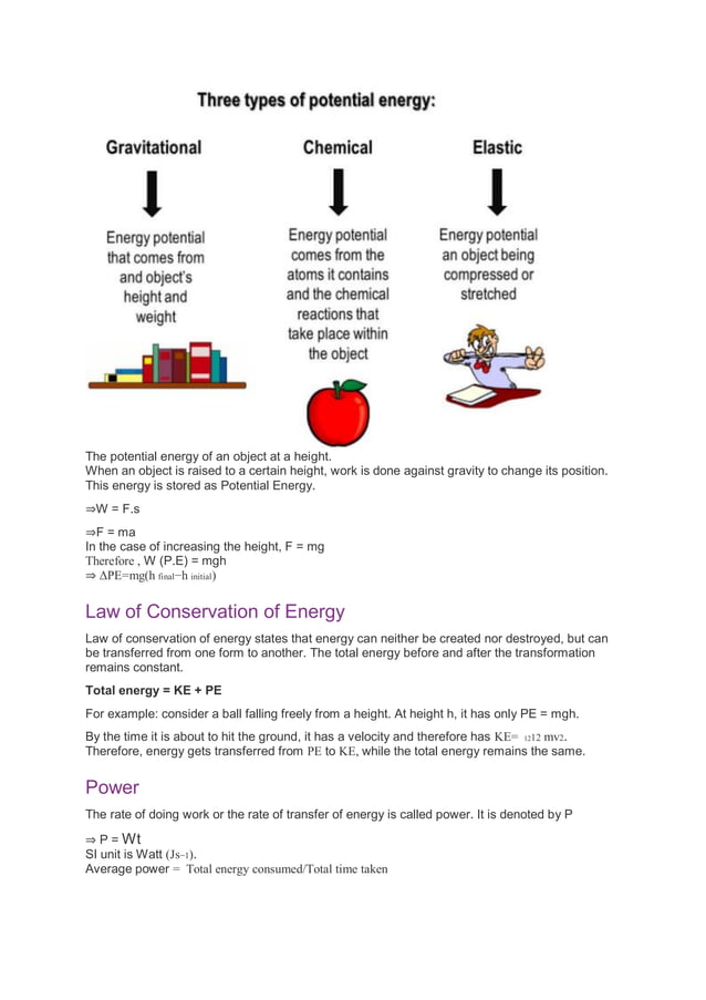 Work and energy notes and worksheet pdf. | PDF