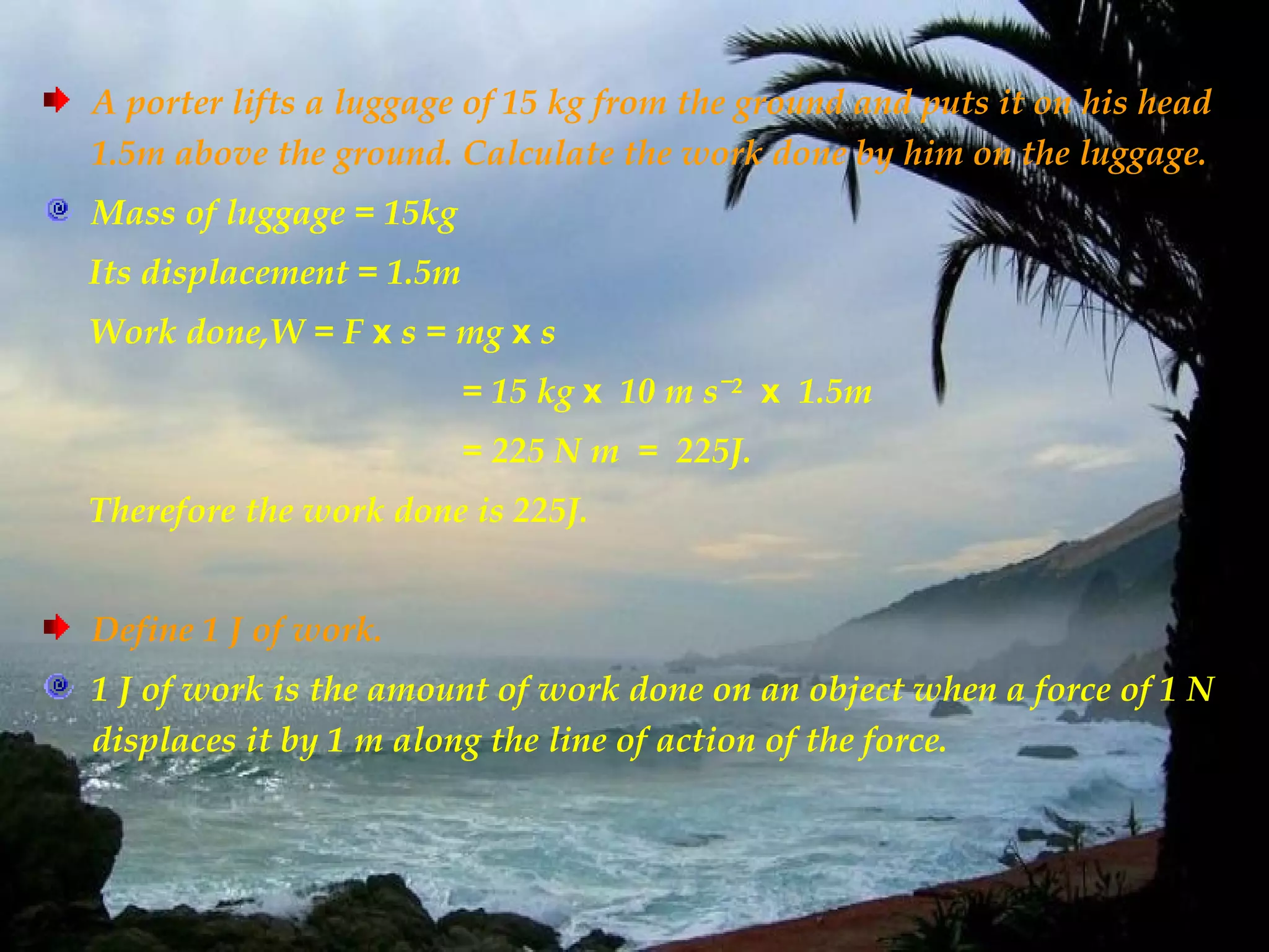 Work and energy physics 9 class | PPT