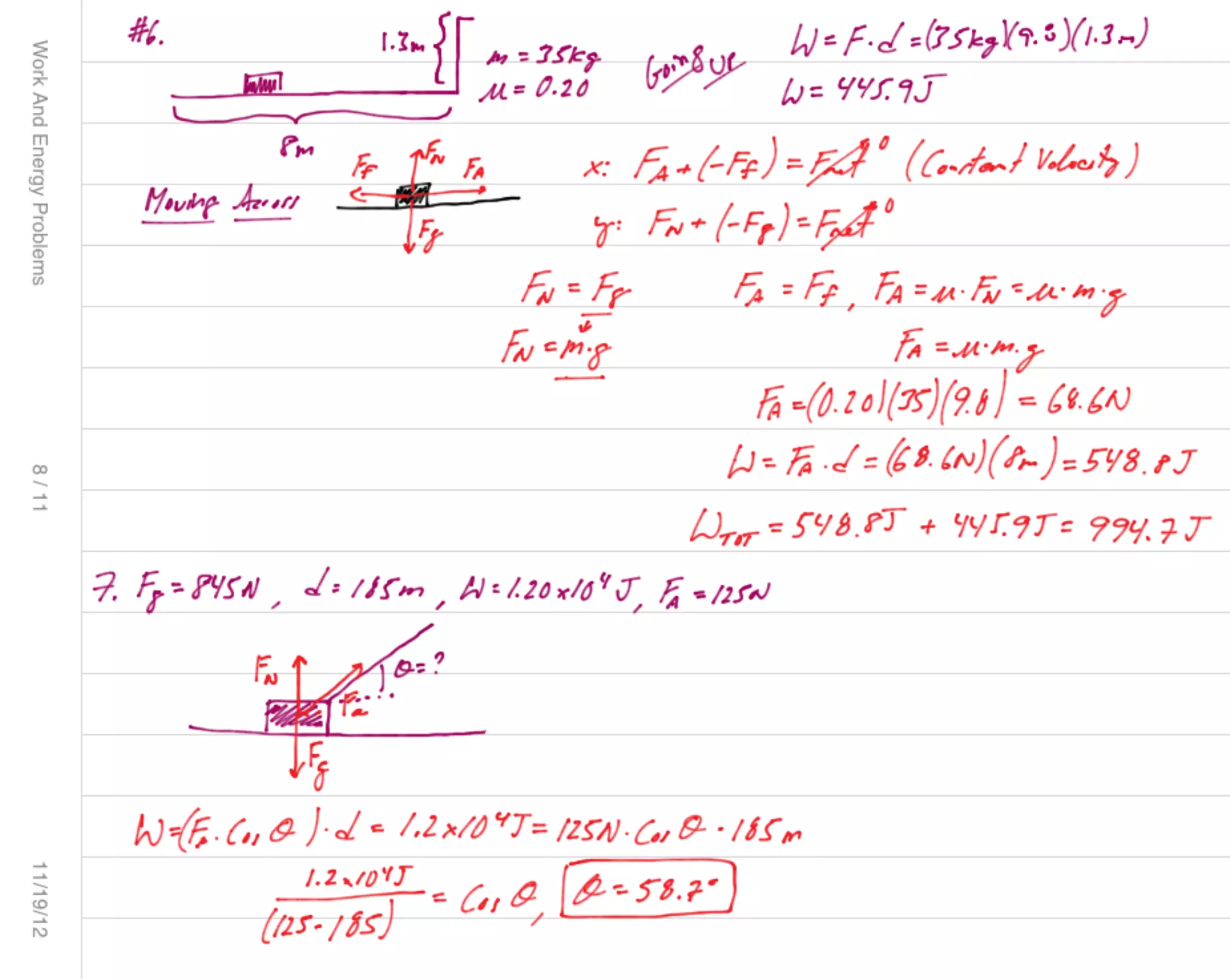 Work and energy problems ak | PDF
