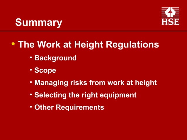 Work At Height Regulations | PPT