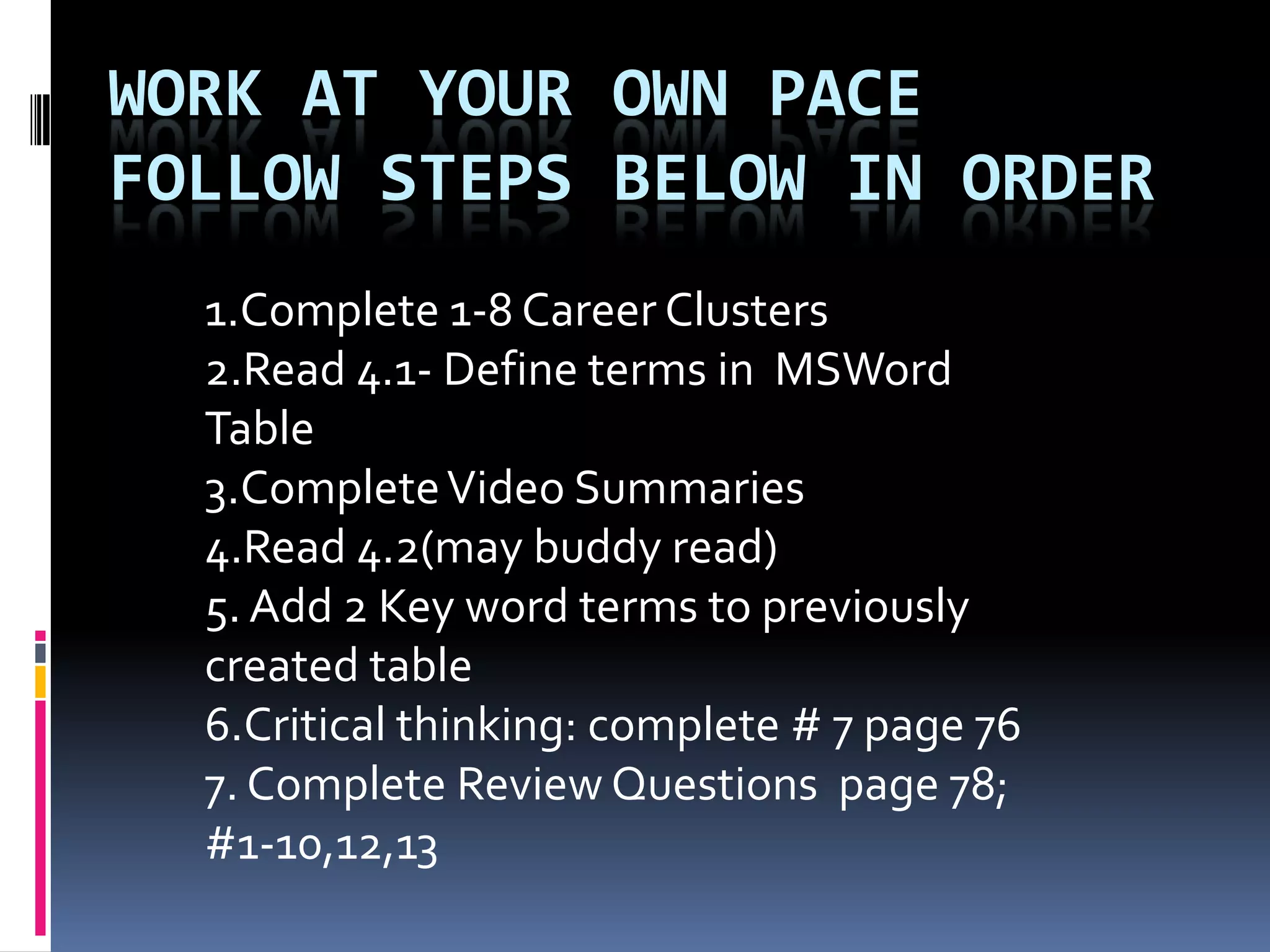 Work at your own pace | PPTX | Education