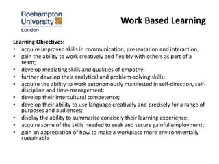 Work based learning 15 pp | PPTX | Secondary Education | Education