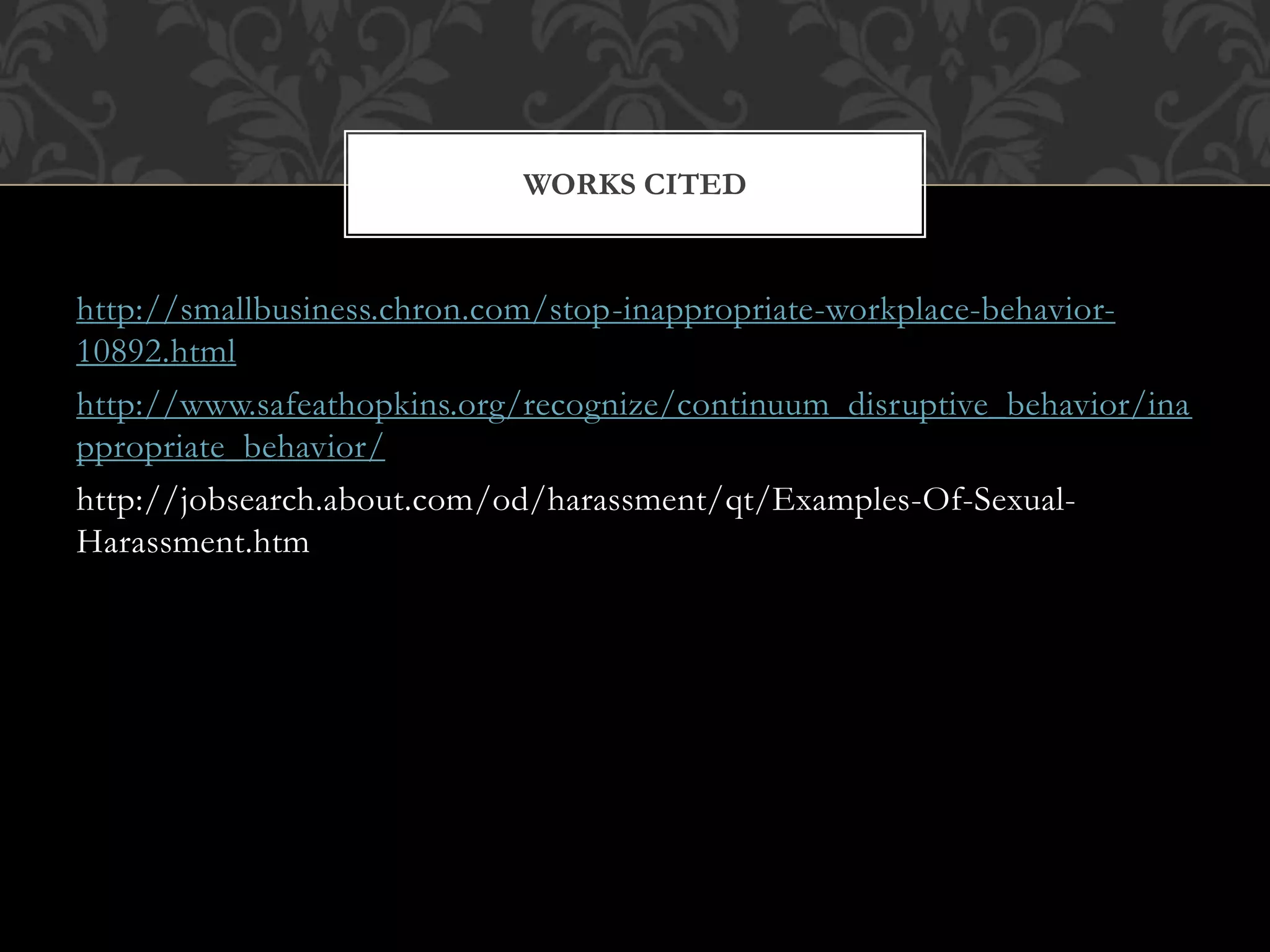 Inappropriate Work Behaviors | PPTX