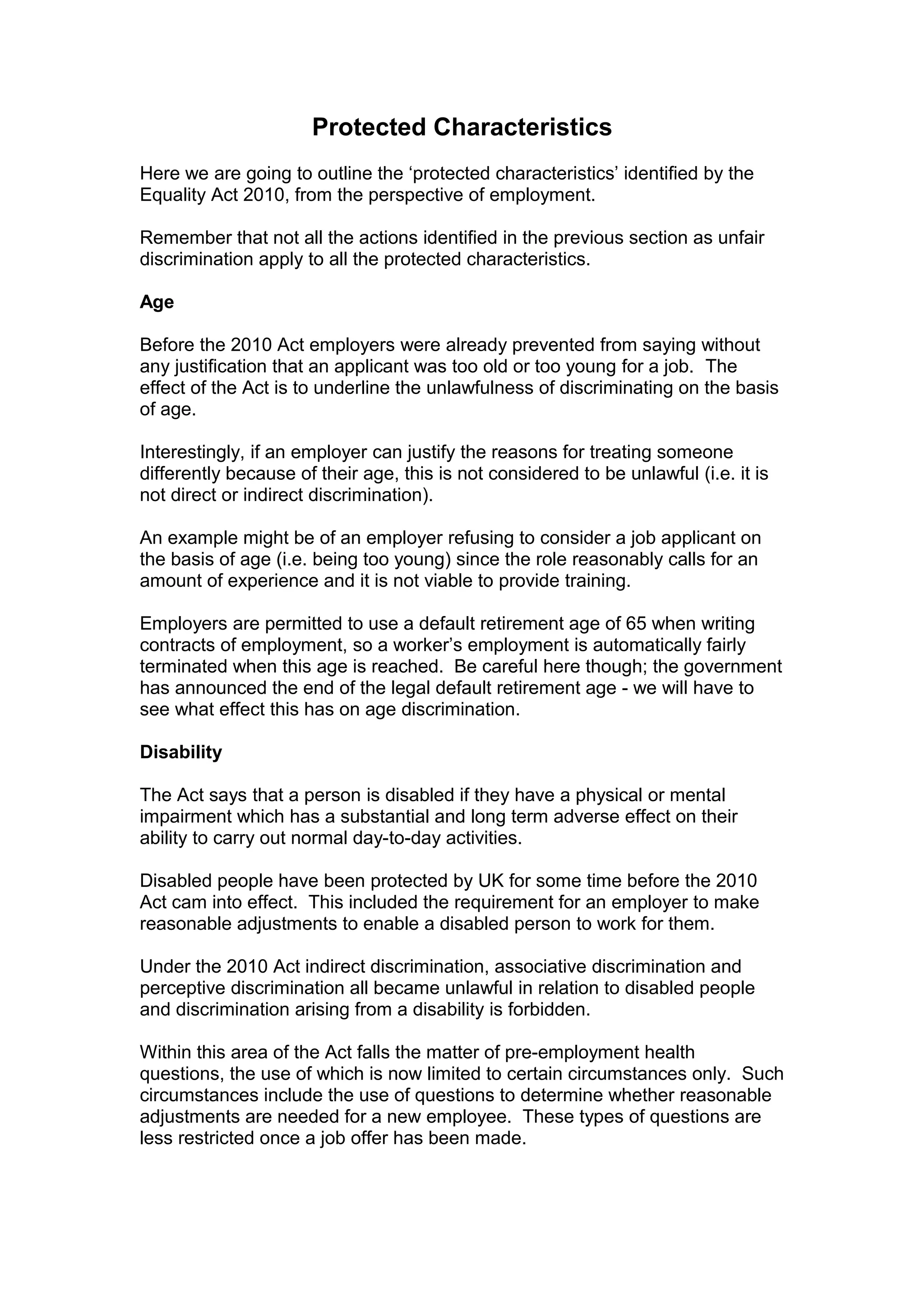 Workbook equality act 2010 | DOC