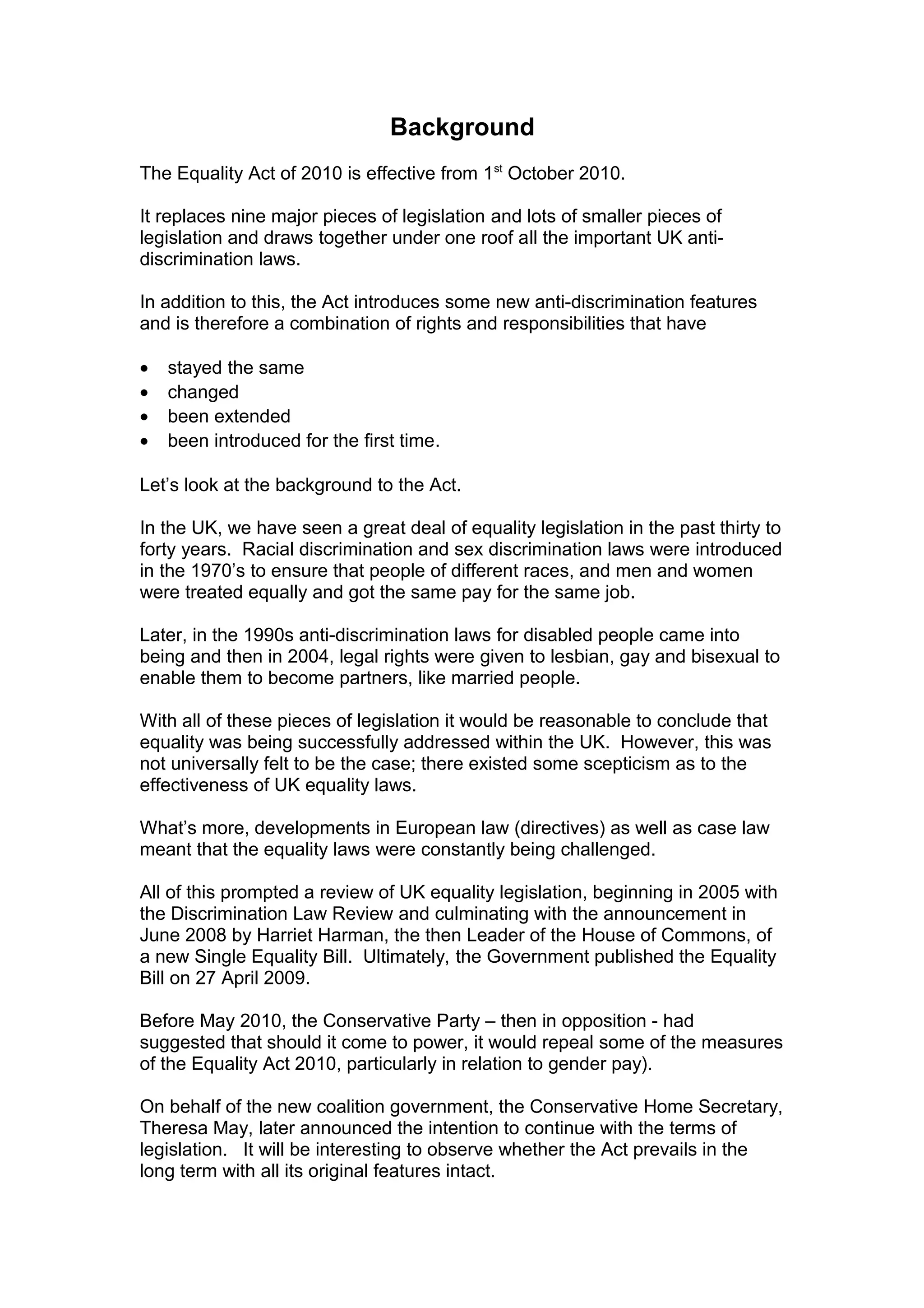 Workbook equality act 2010 | DOC