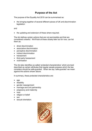 Workbook equality act 2010 | DOC