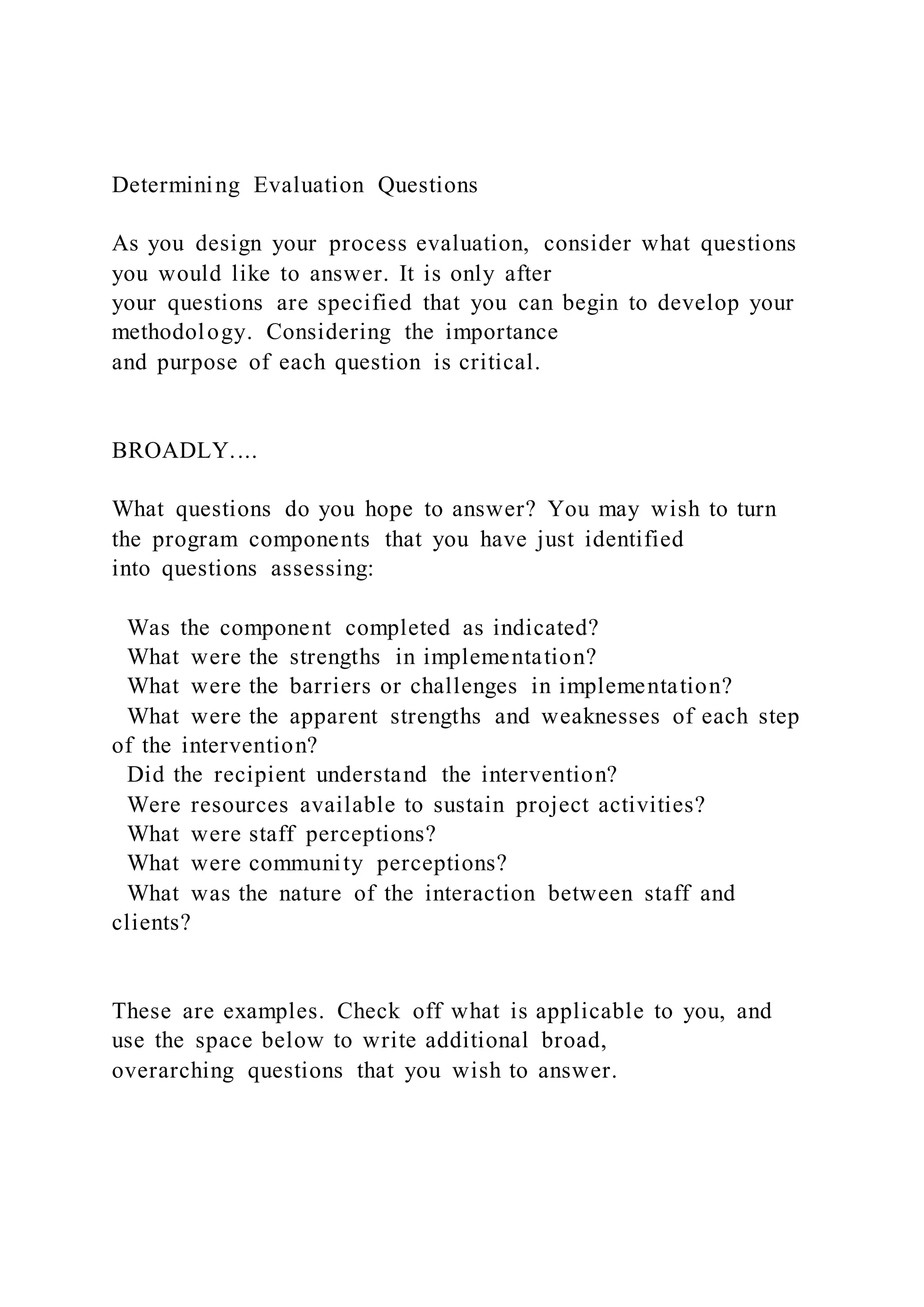 Workbook for Designing a Process Evaluation | DOCX