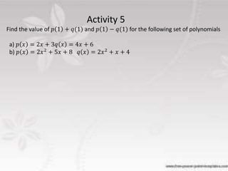 Work book on POLYNOMIALS | PPT