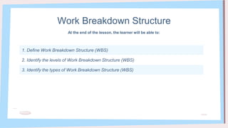 Work Breakdown Structure of Construction Work | PDF