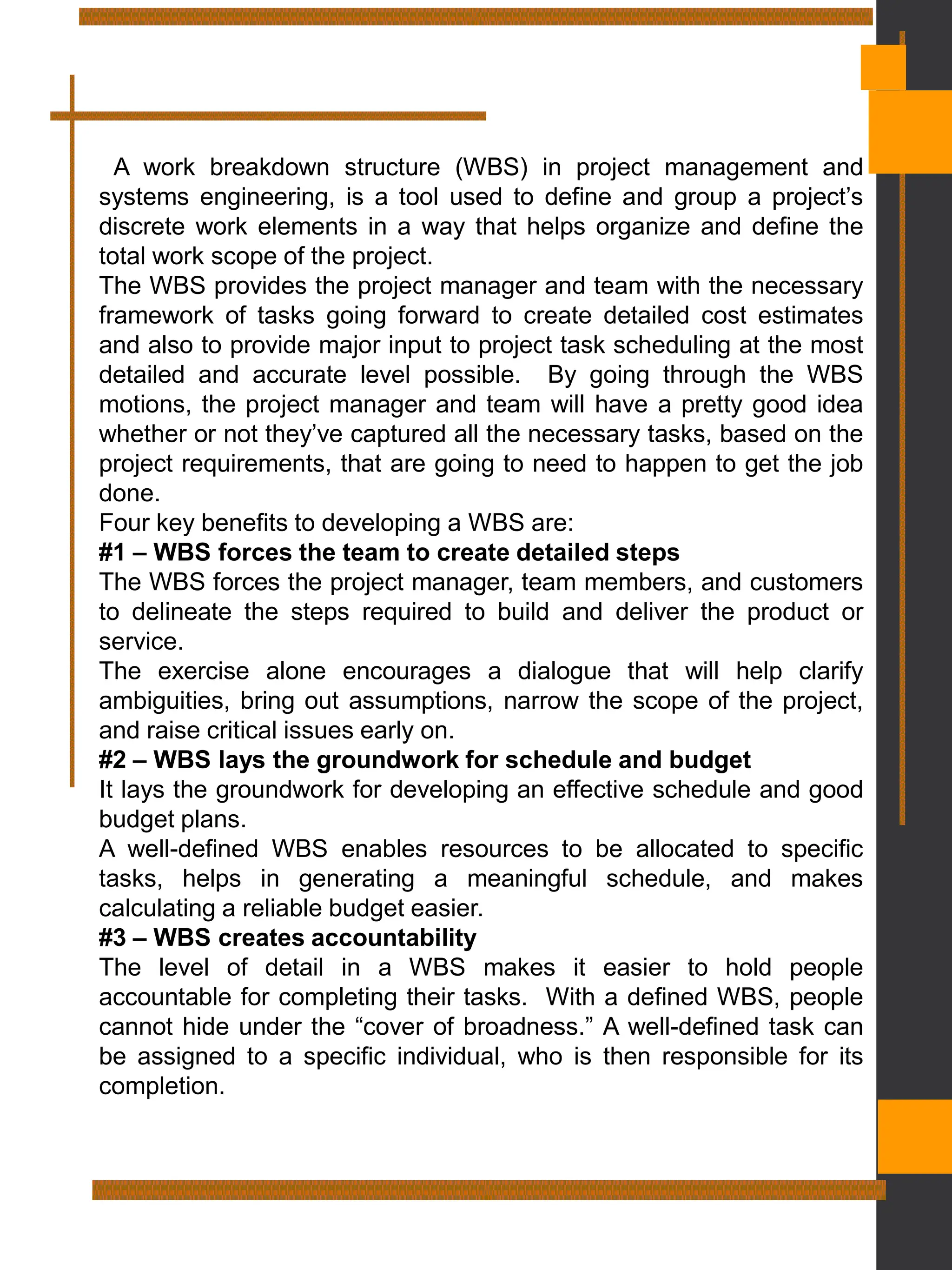 Work Breakdown Structure in Construction Management | PDF