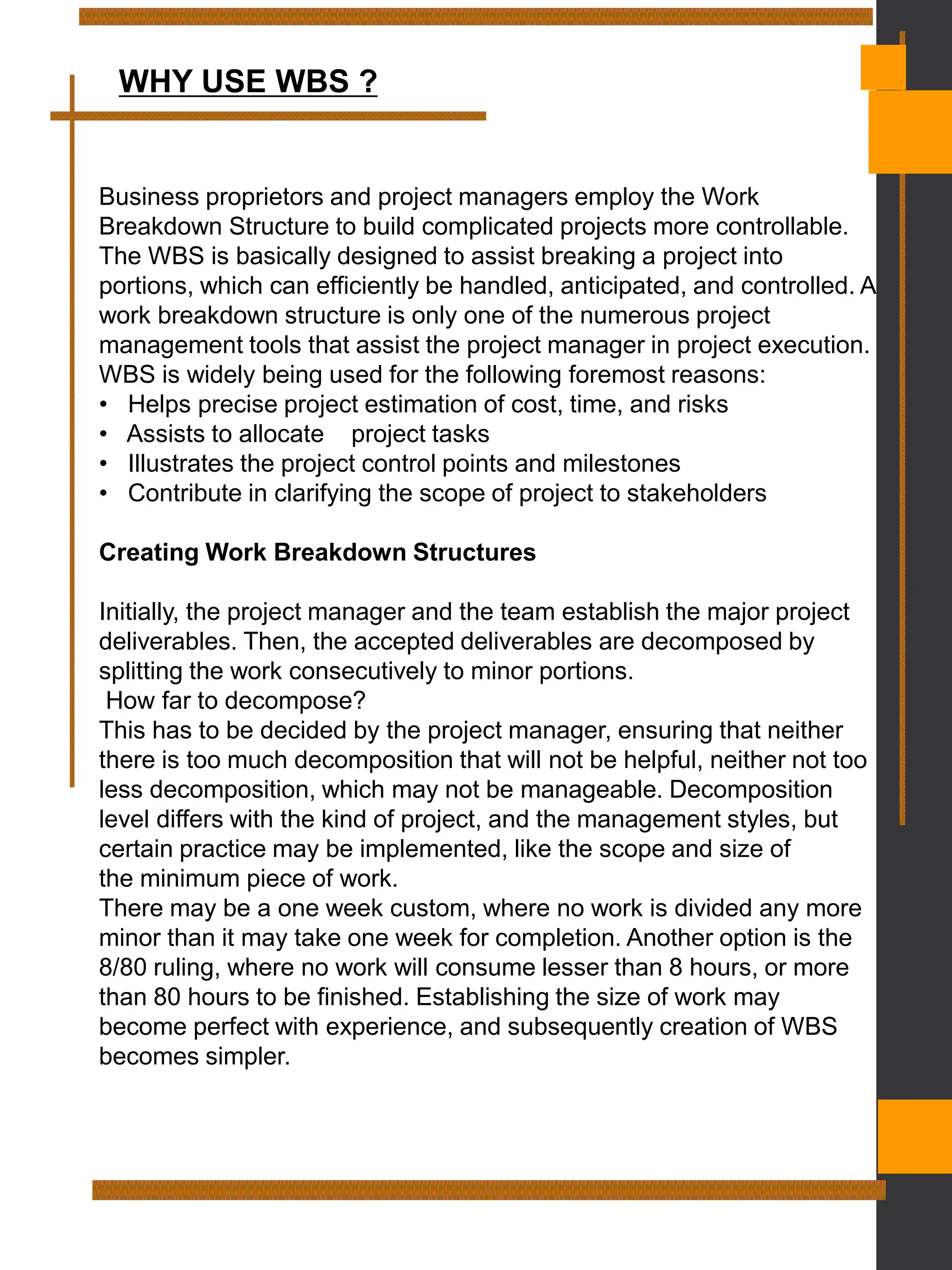 Work Breakdown Structure in Construction Management | PDF