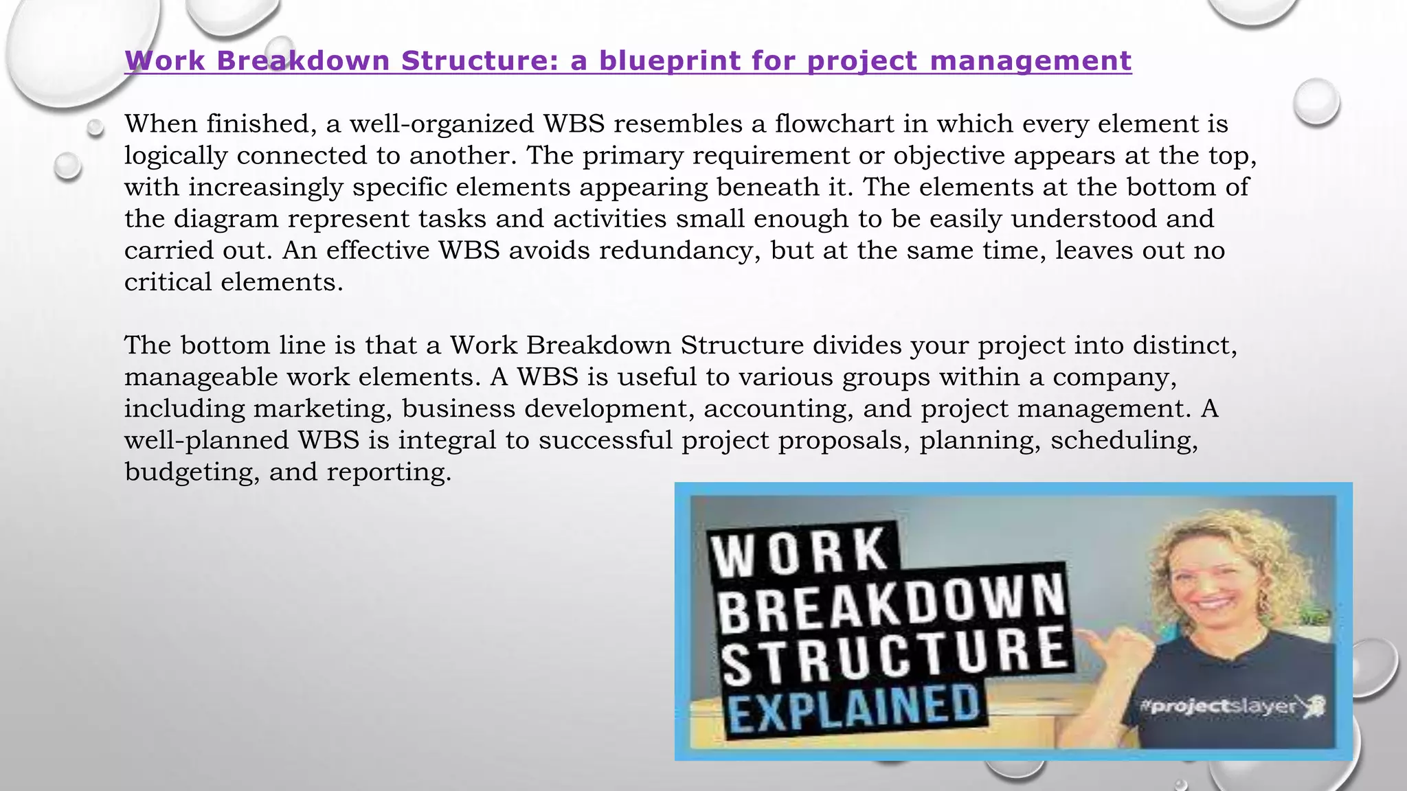 Work breakdown structure in project management ppt by kiran j | PPTX