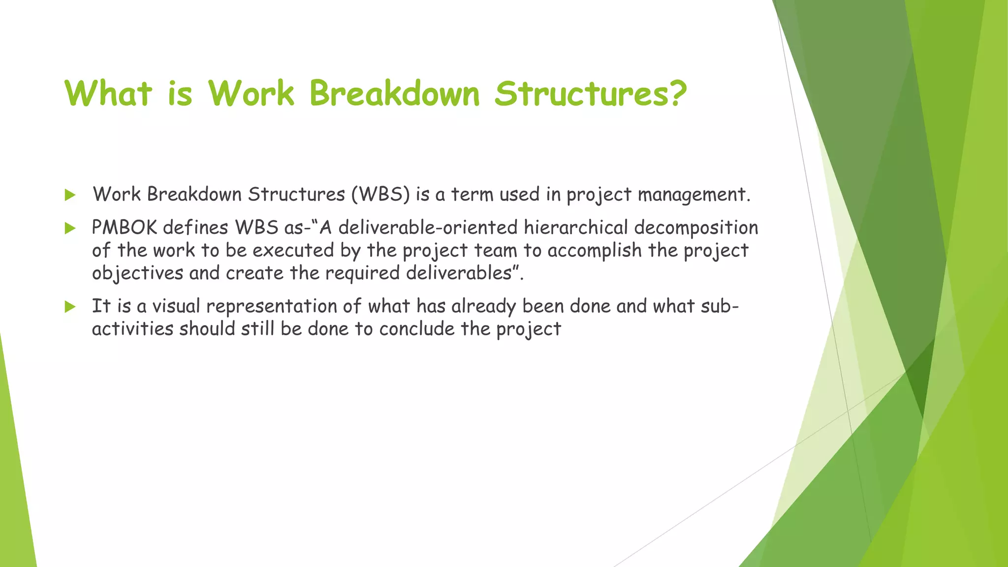 Work breakdown structure in project management ppt by kiran j | PPTX