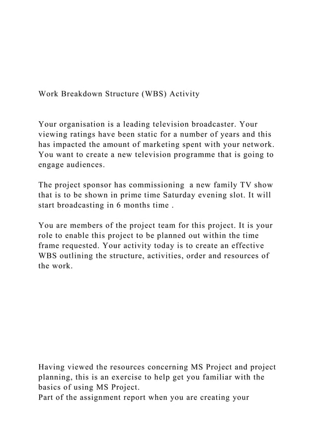 Work Breakdown Structure (WBS) ActivityYour organisati.docx