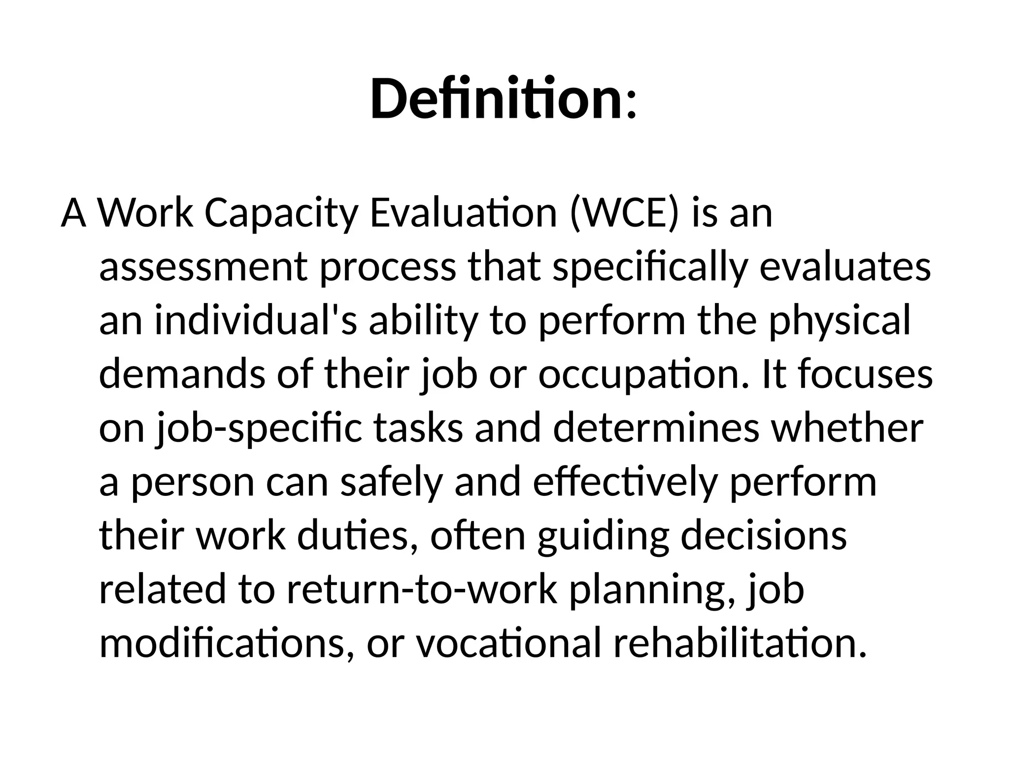 WORK CAPACITY EVALUATION BY DR.POOJA KAUSHIK | PPTX