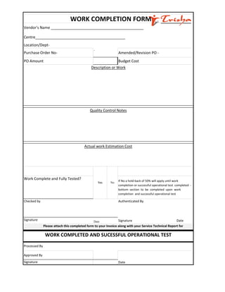 Work Completion Report in an organization | PDF