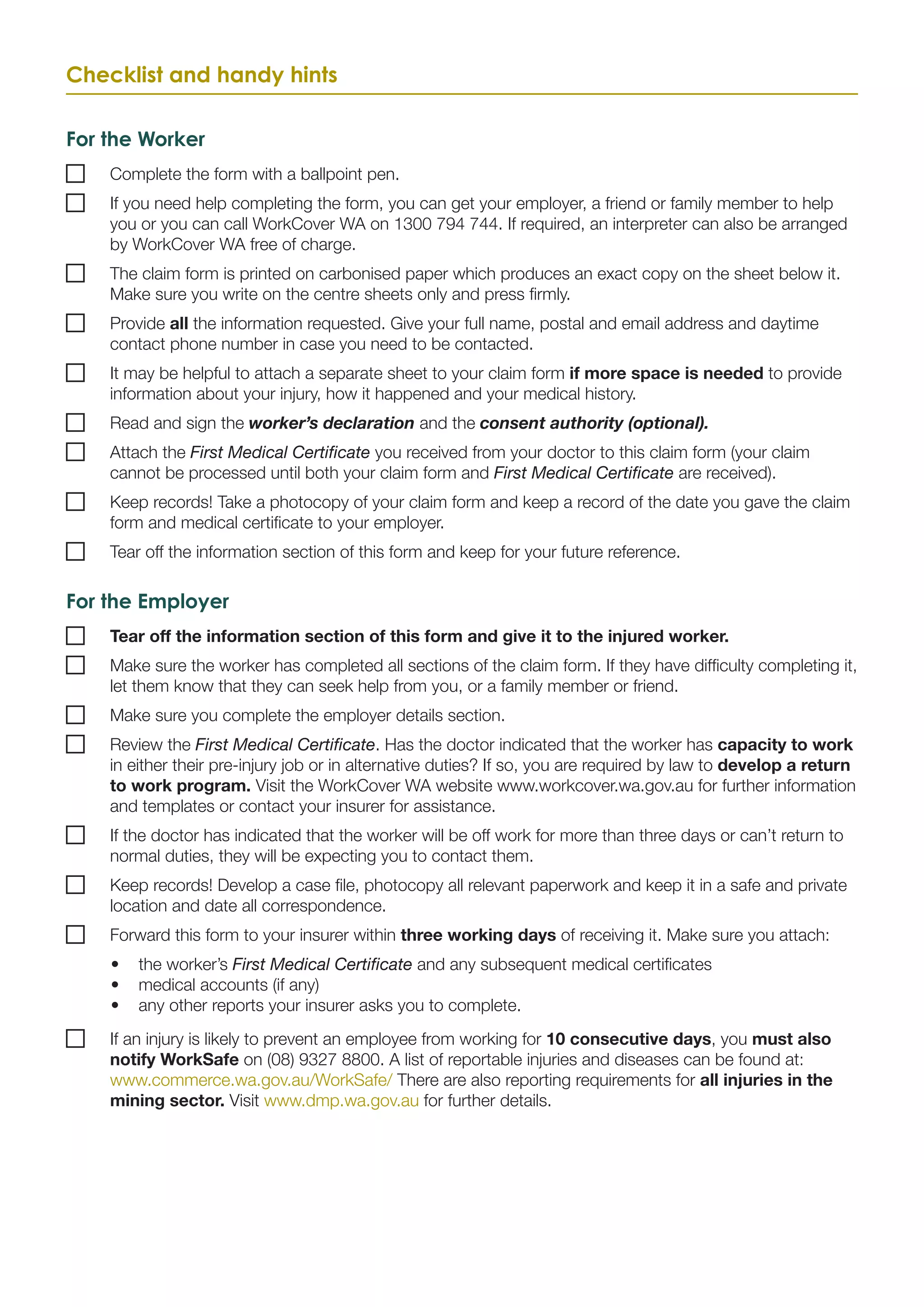 Workers Compensation, WorkCover WA 2b Claim Form | PDF