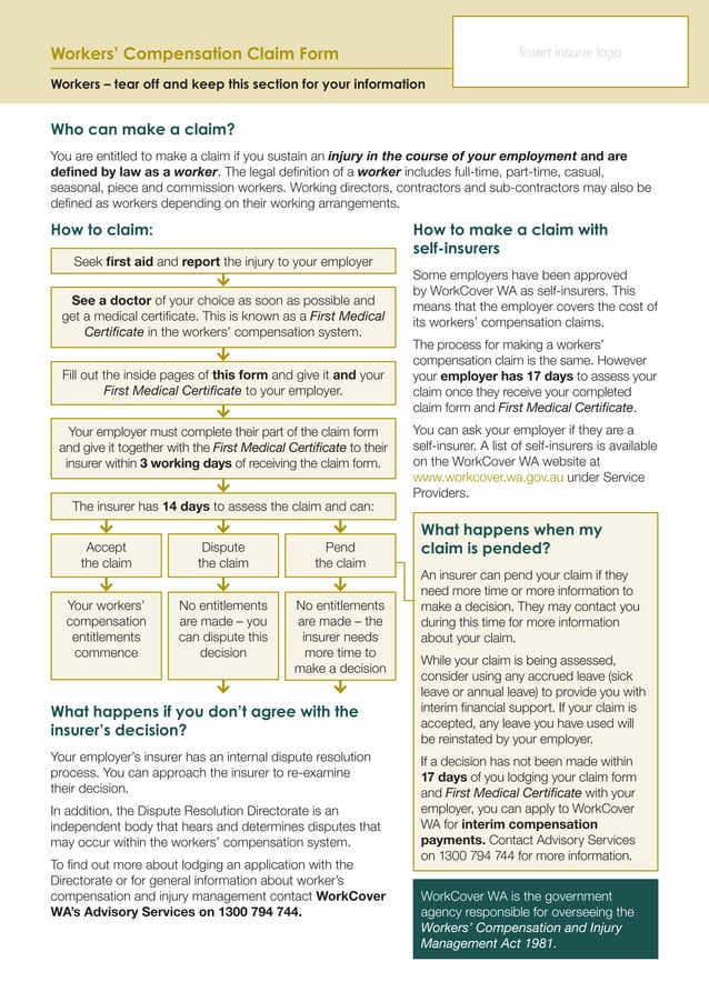 Workers Compensation, WorkCover WA 2b Claim Form | PDF