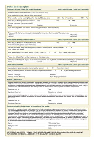 Workers Compensation, WorkCover WA 2b Claim Form | PDF