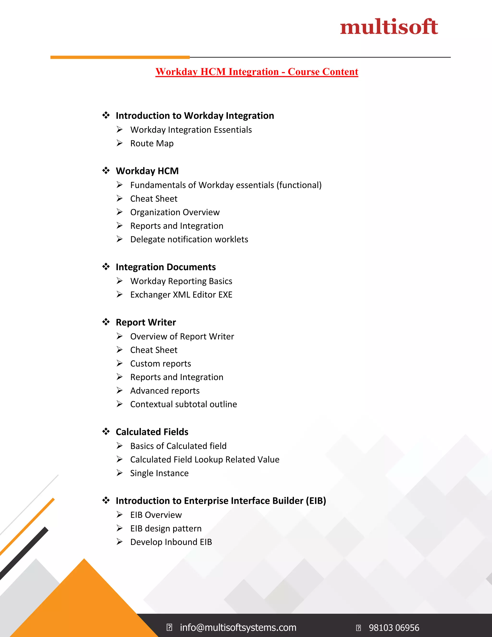 Workday Hcm Integration Course Content Pdf