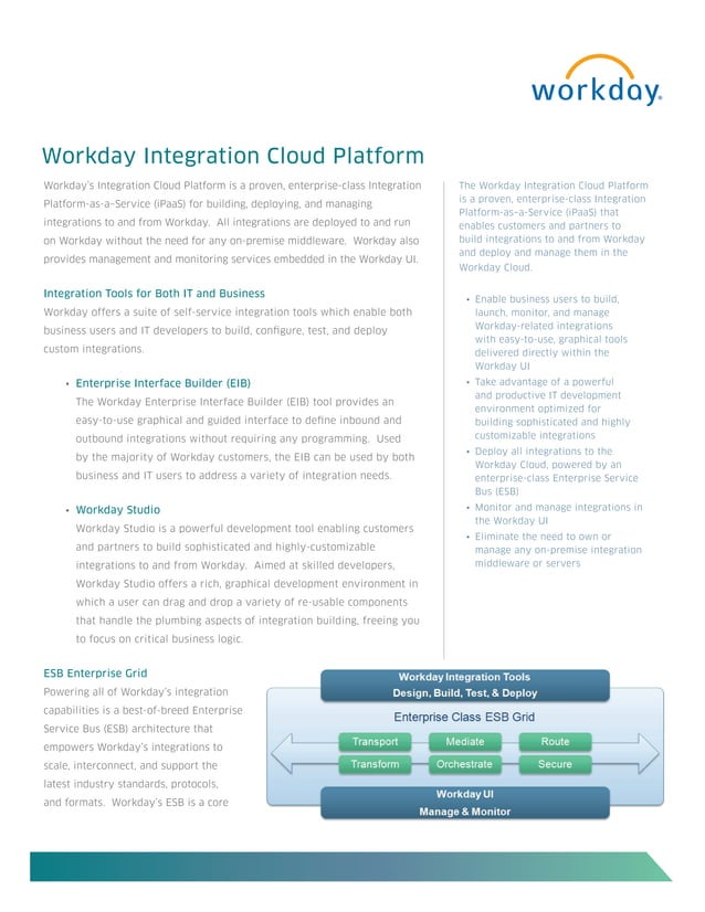 Workday Integration Cloud Platform Datasheet | PDF | Cloud Computing | Internet
