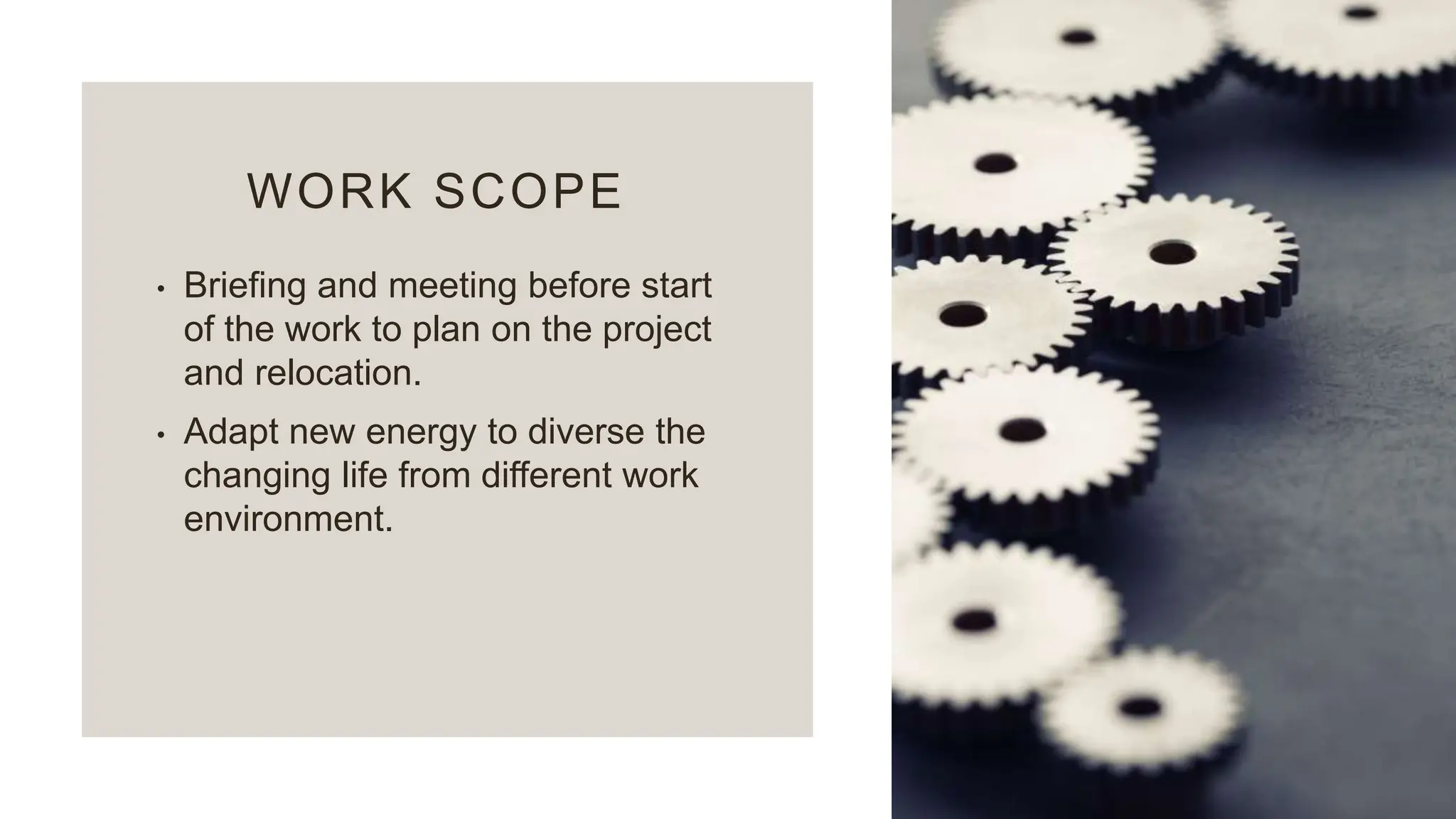 Work days and Overtime work job scope requirement. | PPTX