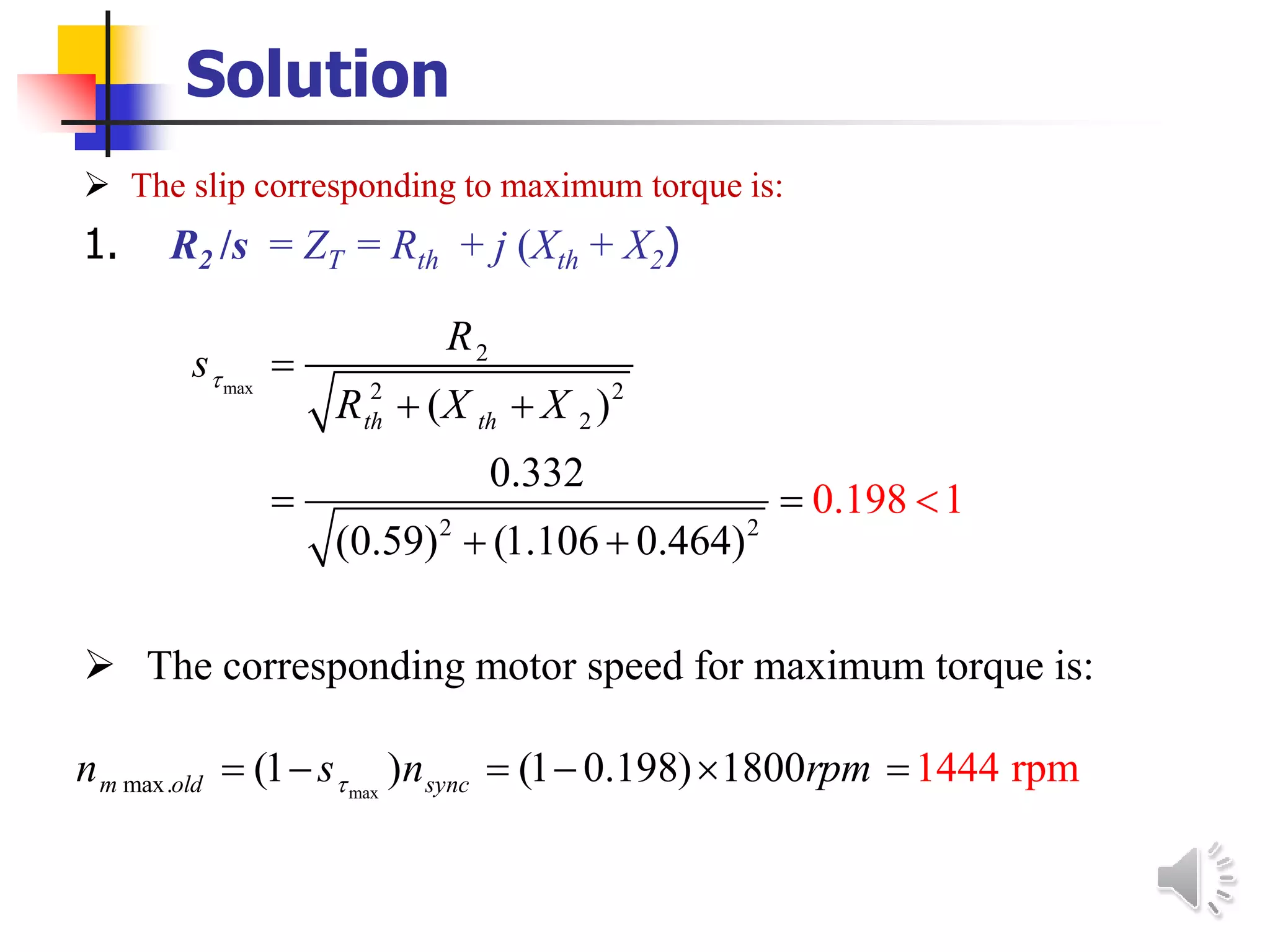 Solved Examples for Three - Phase Induction Motors | PPTX