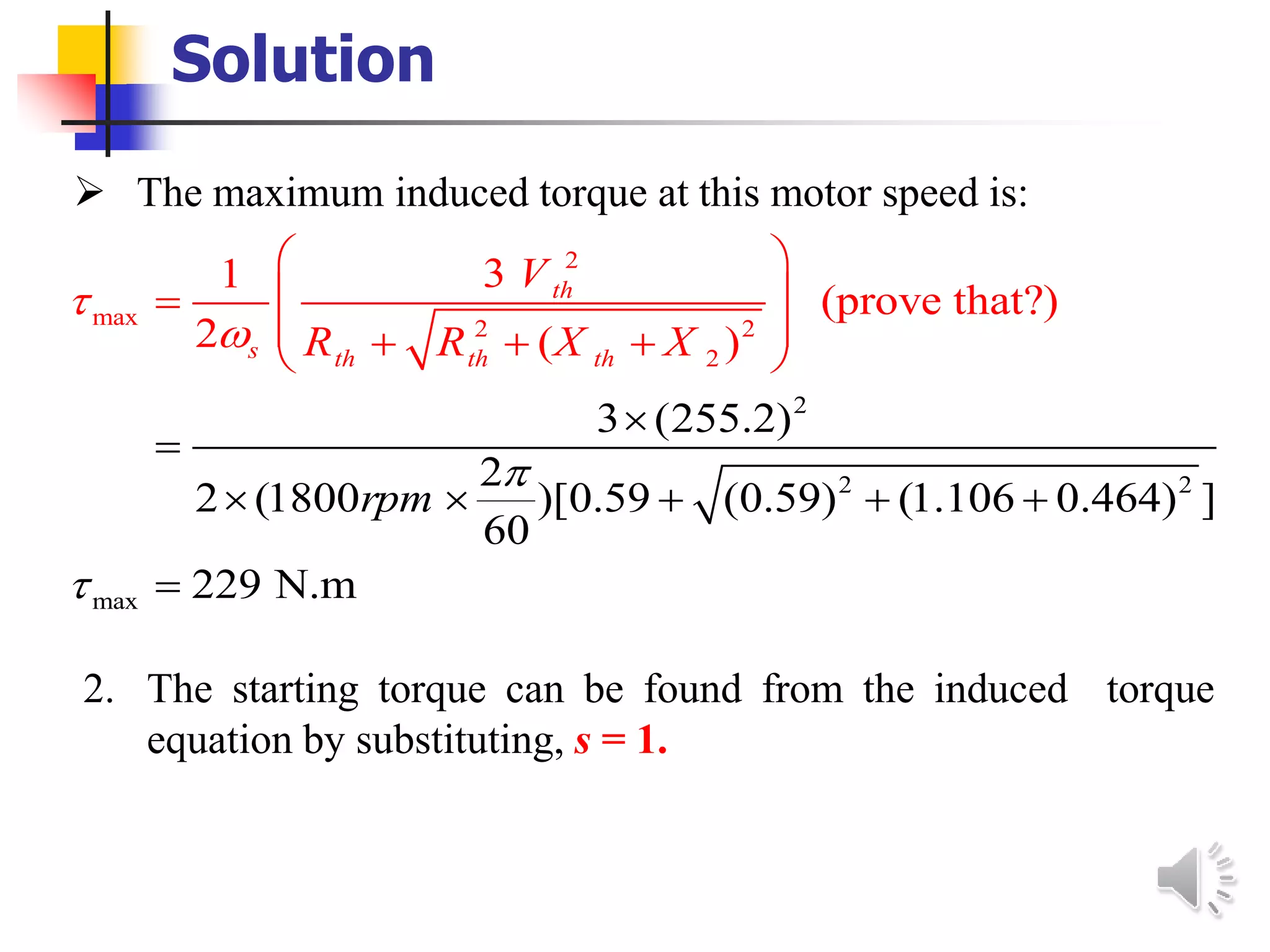 Solved Examples for Three - Phase Induction Motors | PPTX