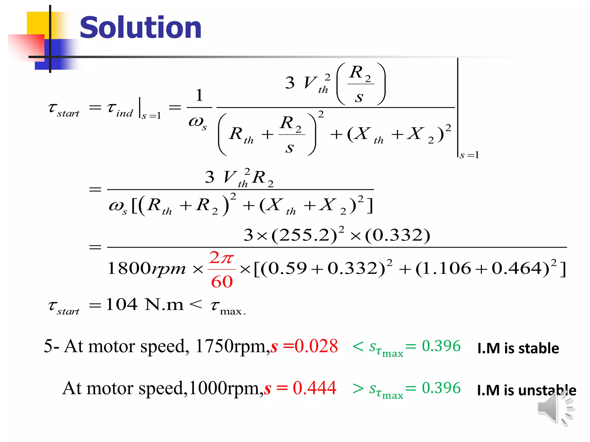 Solved Examples for Three - Phase Induction Motors | PPTX