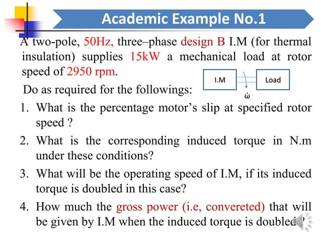 Solved Examples for Three - Phase Induction Motors | PPTX | Physics | Science