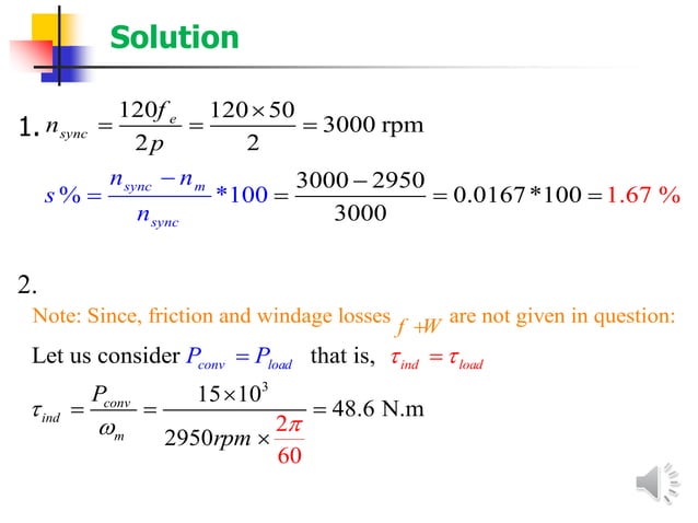 Solved Examples for Three - Phase Induction Motors | PPTX | Physics | Science