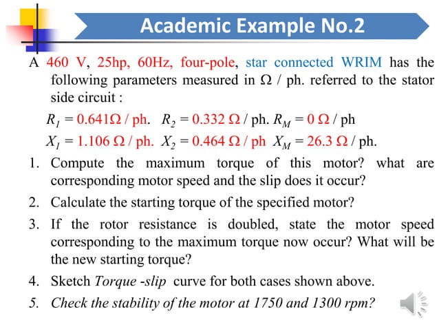 Solved Examples for Three - Phase Induction Motors | PPTX | Physics | Science